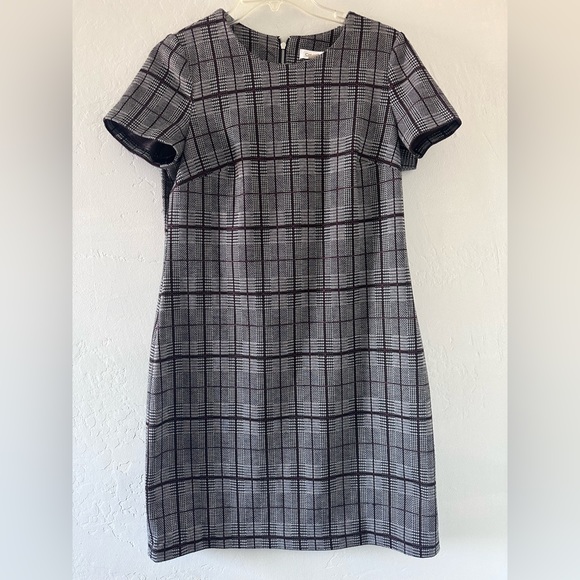 Calvin Klein | Dresses | Calvin Klein Plaid Short Sleeve Ponte Knit ...